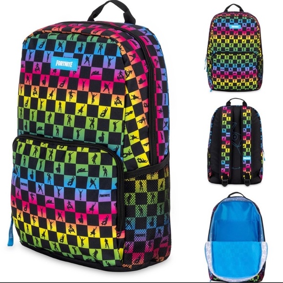 Bags | Fortnight Rainbow Checkerboard Backpack | Poshmark